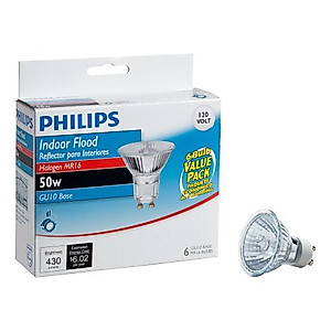 Philips 415760 Indoor Flood 50-Watt Mr16 Gu10 Base Light Bulb, 120-Volt