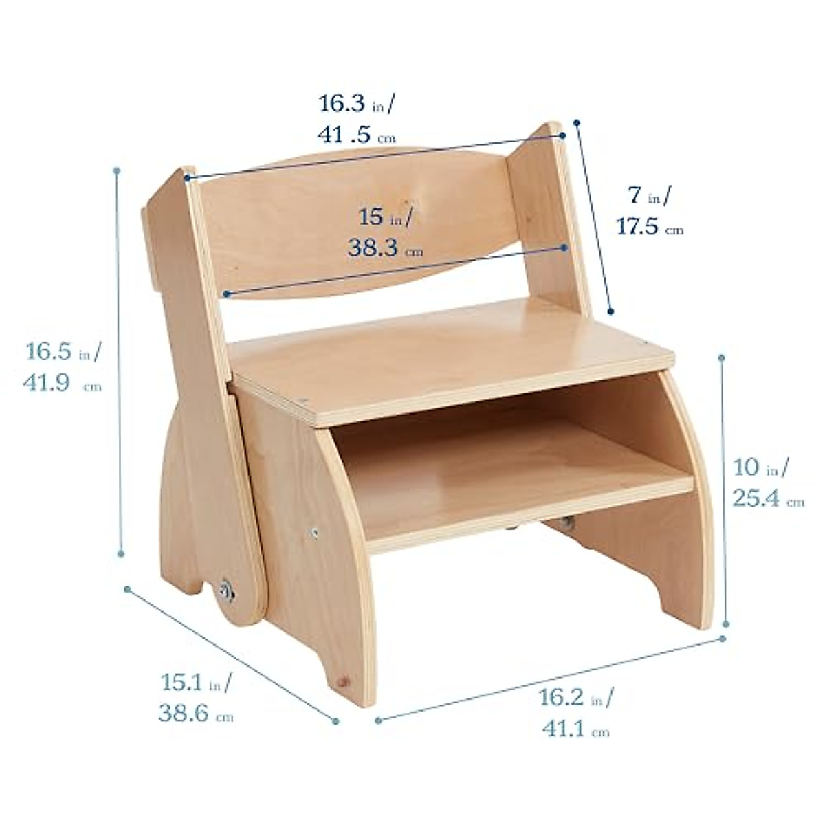 ECR4Kids Flip-Flop Step Stool and Chair, Kids Furniture, Natural