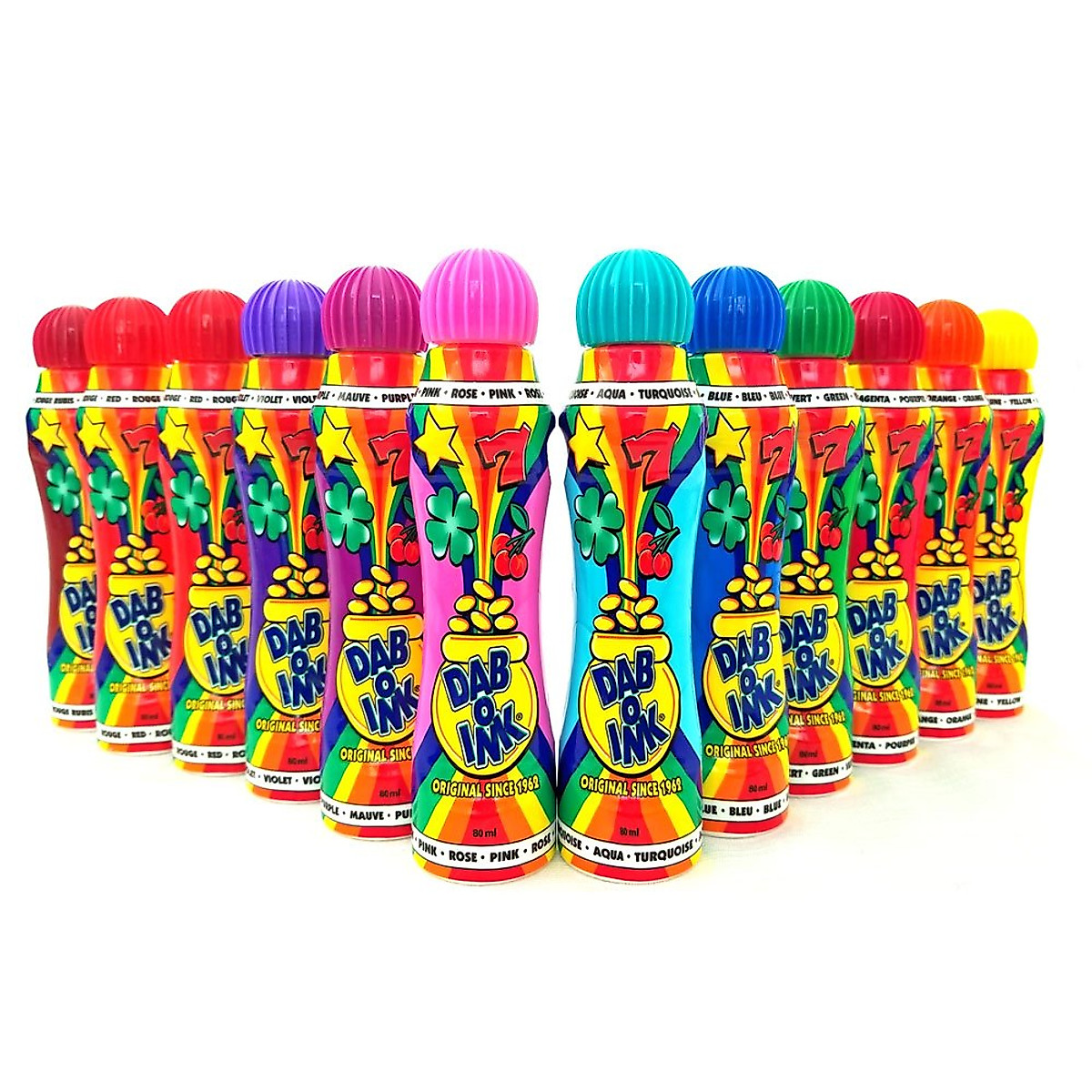 Dab-O-Ink Bingo Dauber - 3 oz - 12 Pack - Assorted Colors