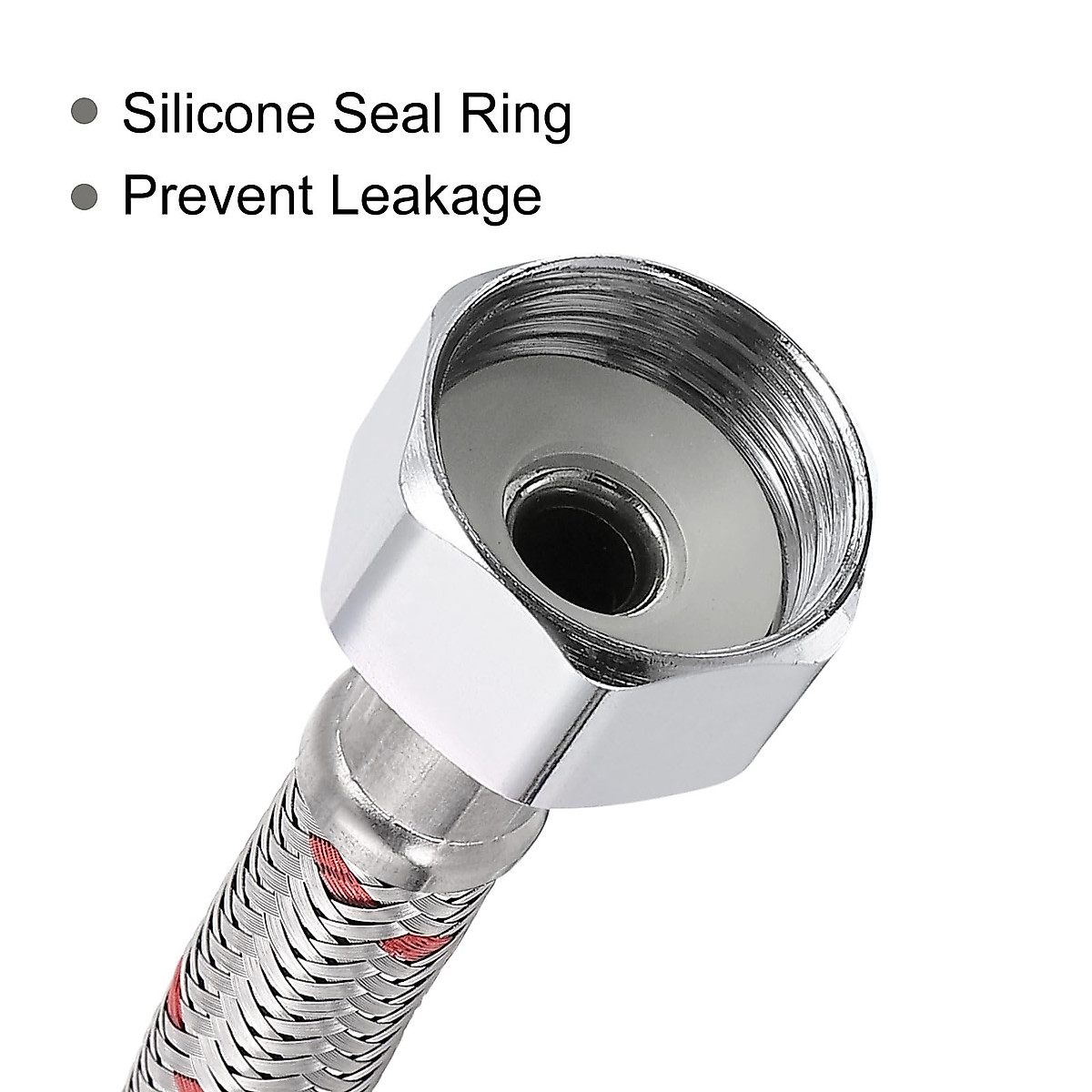 uxcell 39Inch Long Faucet Supply Line Connector, 2pcs G1/2 Female Compression Thread x M10 Male Connector Braided Short 304 Stainless Steel Water Supply Hose Line