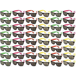 BLUE PANDA 48 Pack Retro Party Sunglasses Bulk for 80s and 90s Birthday Favors (4 Neon Colors)