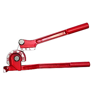 RiYii Tube Bender, 3 In 1 Copper Pipe Bender, 0-180 Degrees Tubing Bender, 1/4" 5/16" 3/8" Refrigeration Line Bending Tools for Copper, Brass, Soft Metal, Aluminum and Thin Stainless Steel Pipes, Red