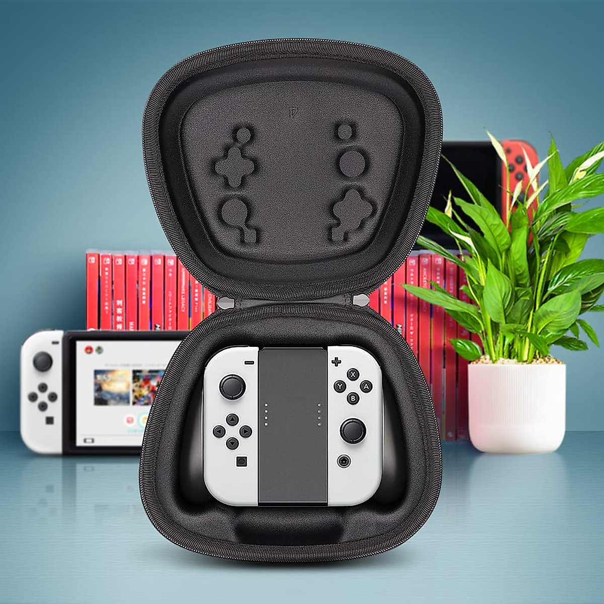 sisma Joycon Case Compatible with Nintendo Switch Joy-Con and Grip, Travel Protective Cover Home Safekeeping Storage Case Grey Carrying Bag
