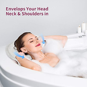 Bath Pillow, Luxury Bathtub Pillow, Ergonomic Spa Bath Pillows for tub with 4D Mesh Technology and 6 Suction Cups,Tub Pillow with Neck, Head, Shoulder and Back Support, Fits All Bathtub,Home Spa