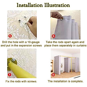 FWTXZTER Double Fitting Room for Two, F-Shape Changing Rooms Divider with 3 Shading Curtains Privacy Protection Dressing Room for Boutiques, Clothing Store Corner Changing Room (Light Gray)