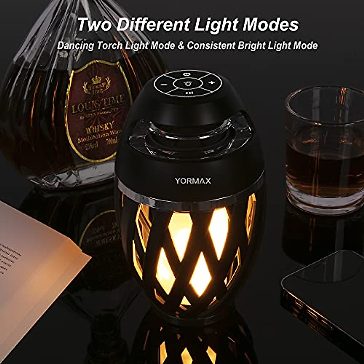 Outdoor Bluetooth Speaker, Yormax Flame Lantern Speakers TWS Allow to Sync Two, Gifts for Men Women, Stereo Speakers for Camping/Garden/Patio Decor, Gadgets for Him Her Dads Mom Wife Husband 1 Pack