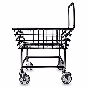 LVP Work Horse Commercial Laundry Cart with Removable Handle 2.85 Bushels (Matte Black Vinyl Anti Rust Coating) (Black)