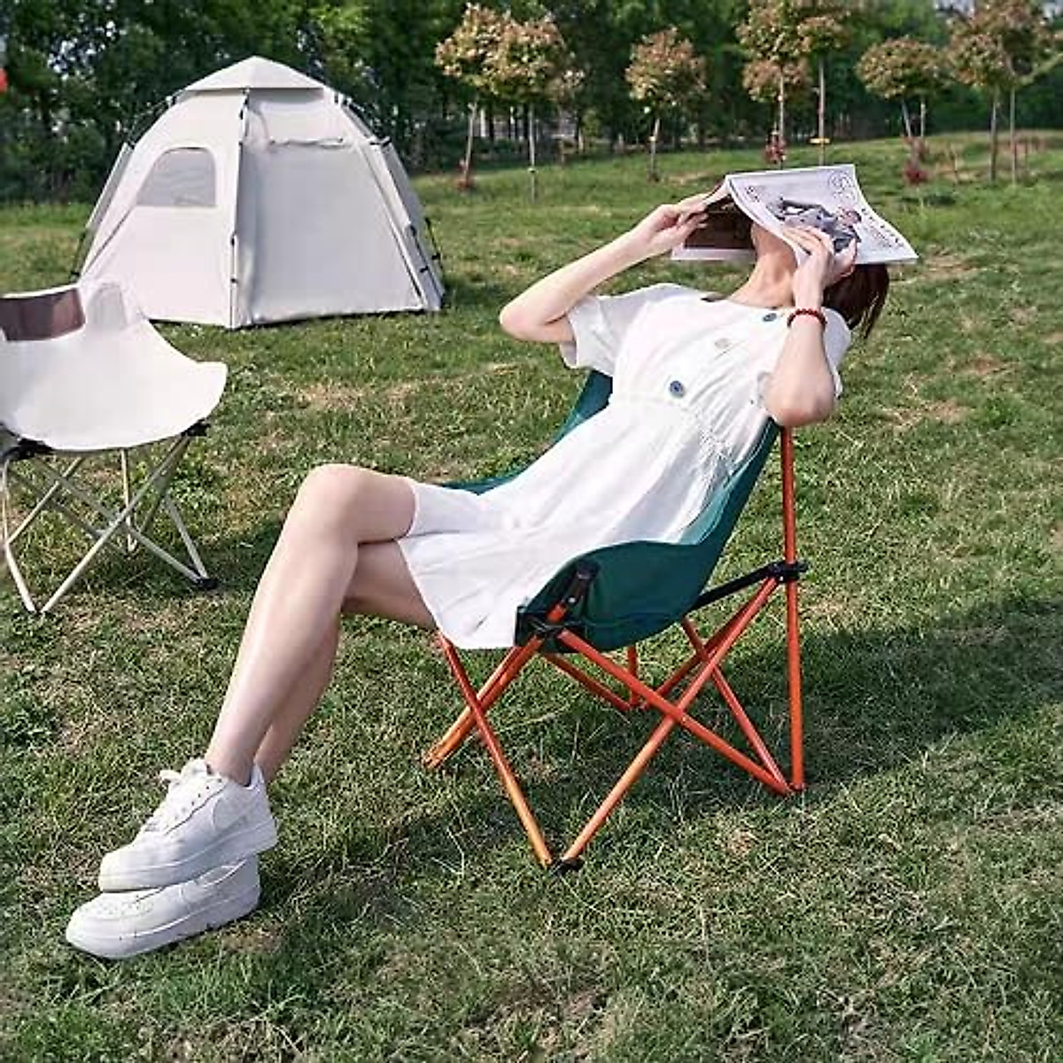 Kvittra Portable Camping Chair, Breathable Cushion Construction 2 Side Pockets Aluminum Frame Camp Chair with Carry Bag Compact and Lightweight Folding Chair for Backpacking and Camping