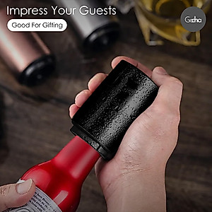 GOCHA Gadgets | Magnetic Bottle Opener | Bottle Cap Opener | Automatic Magnetic Beer Opener | Stainless Steel Magneitc Bottle Cap Catcher | Push & Pull Magnet Bottle Opener | Pack of 1 (Black)