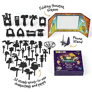 PAPATON Shadow Puppet Theater - 32 Shadow Puppets - Award Winning Toy, Family Storytelling Board Game, Downloadable App, Birthday Gift for 3 4 5 6 7 8 Years Kids