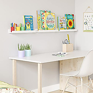 Wallniture Denver Floating Shelves for Wall, White Wall Bookshelf for Nursery Room Decor, Floating Book Shelves for Kids Room, Wall Shelf for Living Room, 17 Inch Picture Ledge Shelf Set of 3