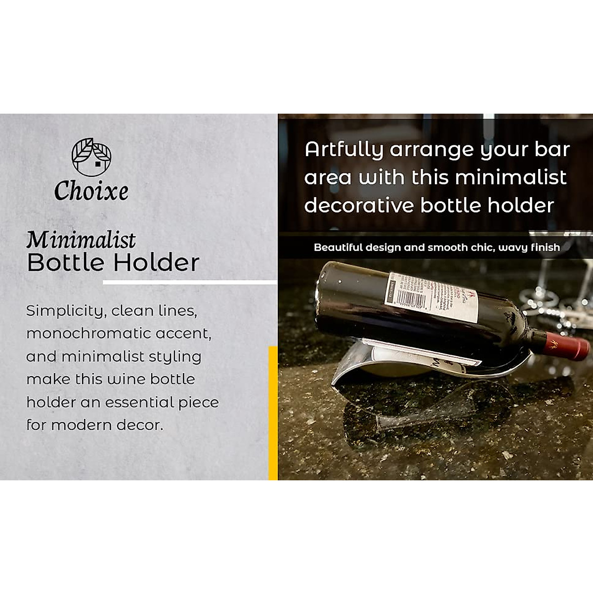 Minimalist Bottle Holder. Handcrafted, Stylish, Made of Recycled Aluminum.