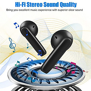 LIBMING Wireless Earbuds Bluetooth 5.0 with Wireless Charging Case IPX8 Waterproof Stereo Headphones in Ear Built in Mic Headset Premium Sound with Deep Bass Black