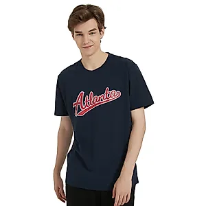 Mens Atlanta Classic Baseball Crew Neck Tee T-Shirt (Men, XL, Atlanta Navy)