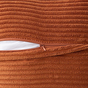 Woaboy Corduroy Pillow Covers 18x18 Inch Rust Set of 2 Super Soft Boho Striped Couch Covers Broadside Splicing Decorative Textured Throw Pillows for Spring Cushion Livingroom