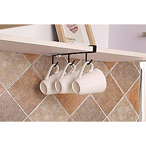 Coffee Mug Holder - 304 Stainless Steel ，Cup Rack Under Shelf, Fit for The Cabinet 0.8" or Less(Black, 2 Pieces)