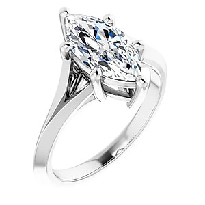 10K Solid White Gold Handmade Engagement Rings 2.0 CT Marquise Cut Moissanite Diamond Solitaire Wedding/Bridal Ring Set for Womens/Her Propose Ring (6)