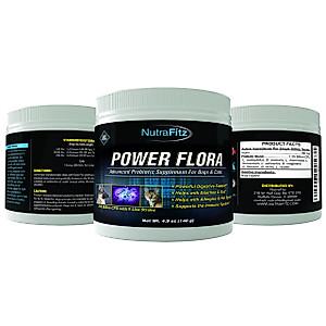 Power Flora - Probiotics for Dogs and Cats with 9 Live Strains - Dog Probiotics Improves Dog Breath, UTI, Diarrhea, Constipation, Skin Allergy, Hot Spots - Odorless Powder - 350 Billion CFU/jar
