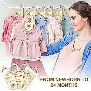 Baby Closet Dividers - Set of 7 Baby Clothes Organizer, Wooden Clothes Organizer from Newborn to 24 Months, Nursery Organizers for Hanger Dividers