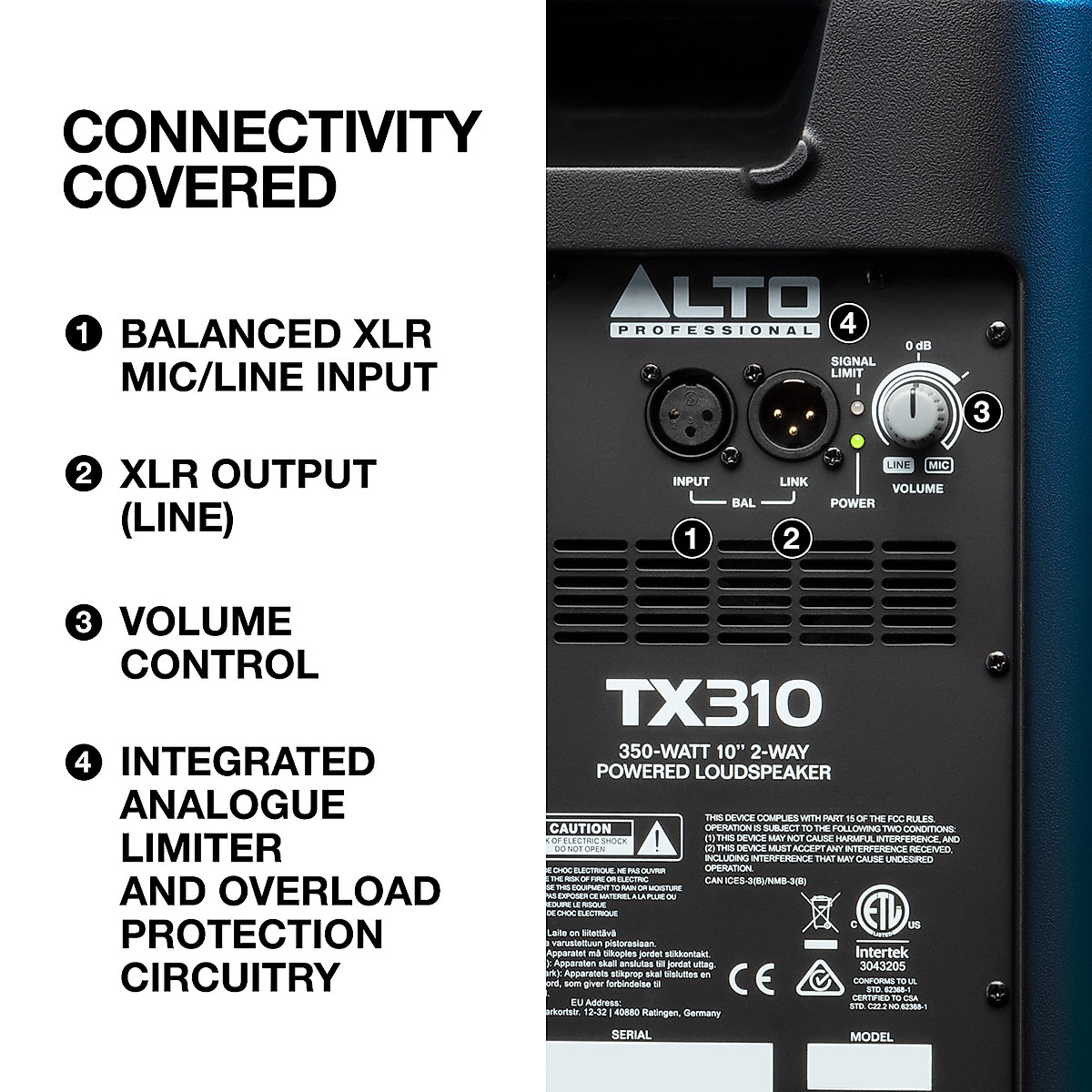 ALTO TX310 – 350W Active PA Speaker with 10" Woofer for Mobile DJ and Musicians, Small Venues, Ceremonies and Sports Events, Black