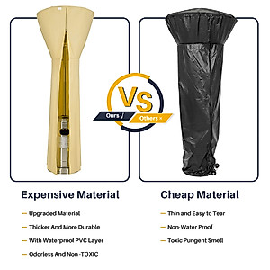 BELLEZE Patio Heater Cover with Zipper, Waterproof High-Density Polyester Single-Side Outdoor Heater Cover, Dustproof,UV-Resistant,Standup Round Universal Design - 87" H x 33.8" D x 20" B (Sand)