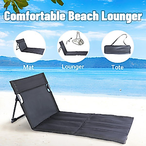 Portable Beach Mat Lounge Chair, Folding Lounge Chairs for Adults, Ideal Tanning Mat for Sunbathing, Beach Lounger for Patio Lightweight Camping Chairs