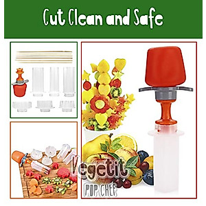 Vegetit Fruit and Vegetable Shape Cutter - ABS Plastic Fruit Decorating Tools - Kids and Toddlers Food Chopper - Pop Chef Set of 6 Shapes