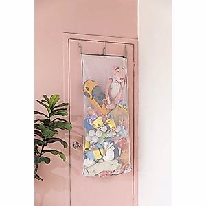 ALYER Ultra Large Door Hanging Mesh Laundry Hamper Basket,Collapsible Stuffed Animal Storage Bag Organizer (Gray)