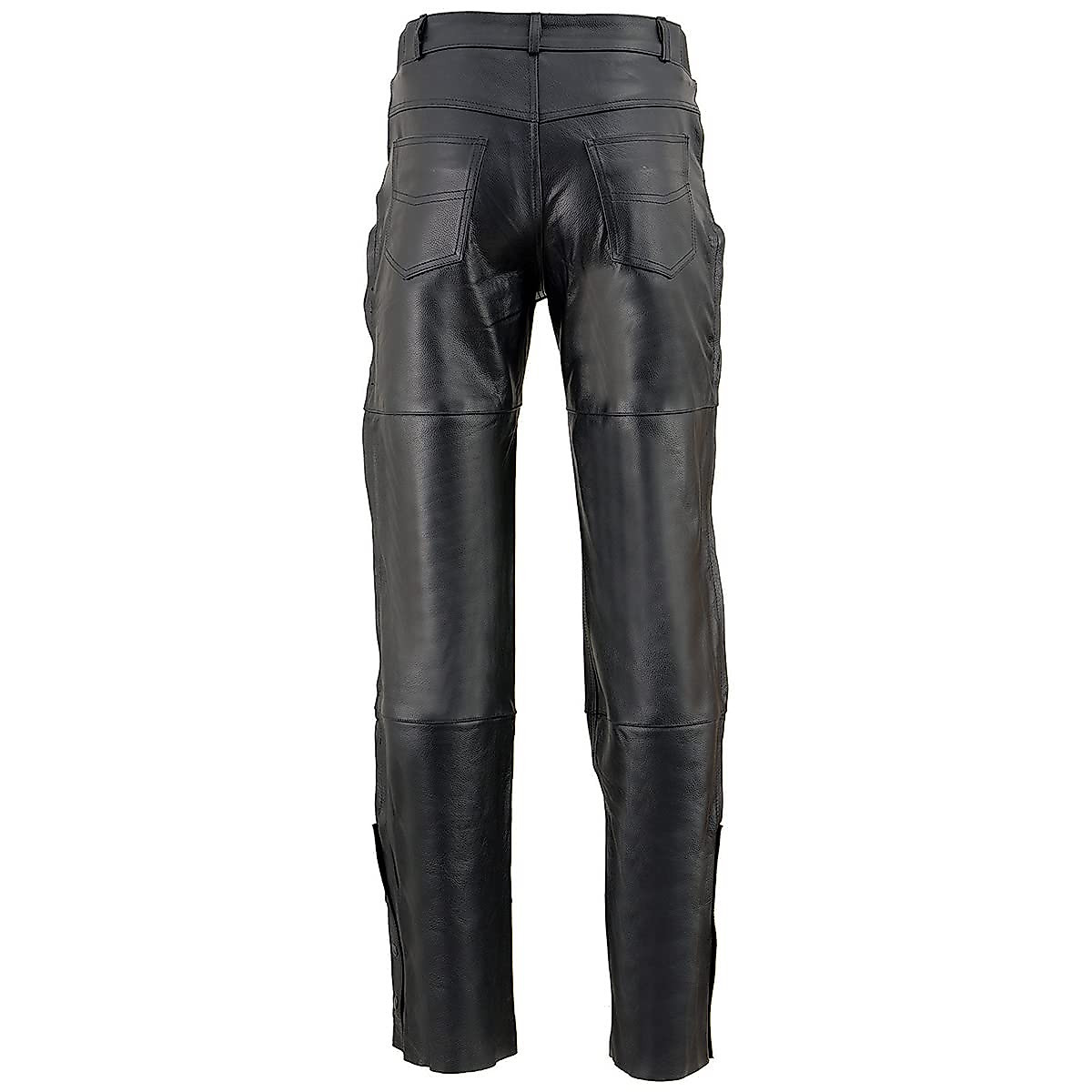 Milwaukee Leather SH1150 Men's Black Leather Motorcycle Over Pants with Jean Style Pockets - 42