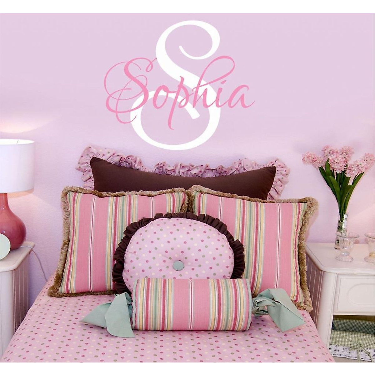 Girls Nursery Personalized Custom Name Wall Decals, Baby Wall Stickers for Girls, 16" W by 14" H, Girl Name Wall Decal, Wall Decor, Girls Nursery Wall Decals, Girls Bedroom, PLUS FREE HELLO DOOR DECAL