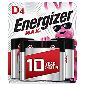 Energizer D Batteries, Premium D Cell Batteries Alkaline, 4 Count