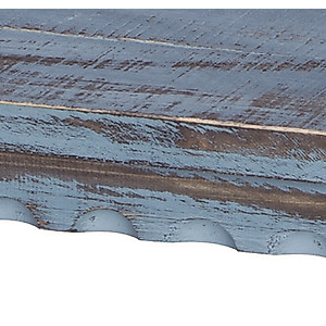 Rustic Cottage End Table with 2 Shelves - Farmhouse Style | 15D x 20W x 27H in | Select Hardwoods for Durability | Square, Turned Legs | Wipe Clean | Blue Finish | Living Room Furniture