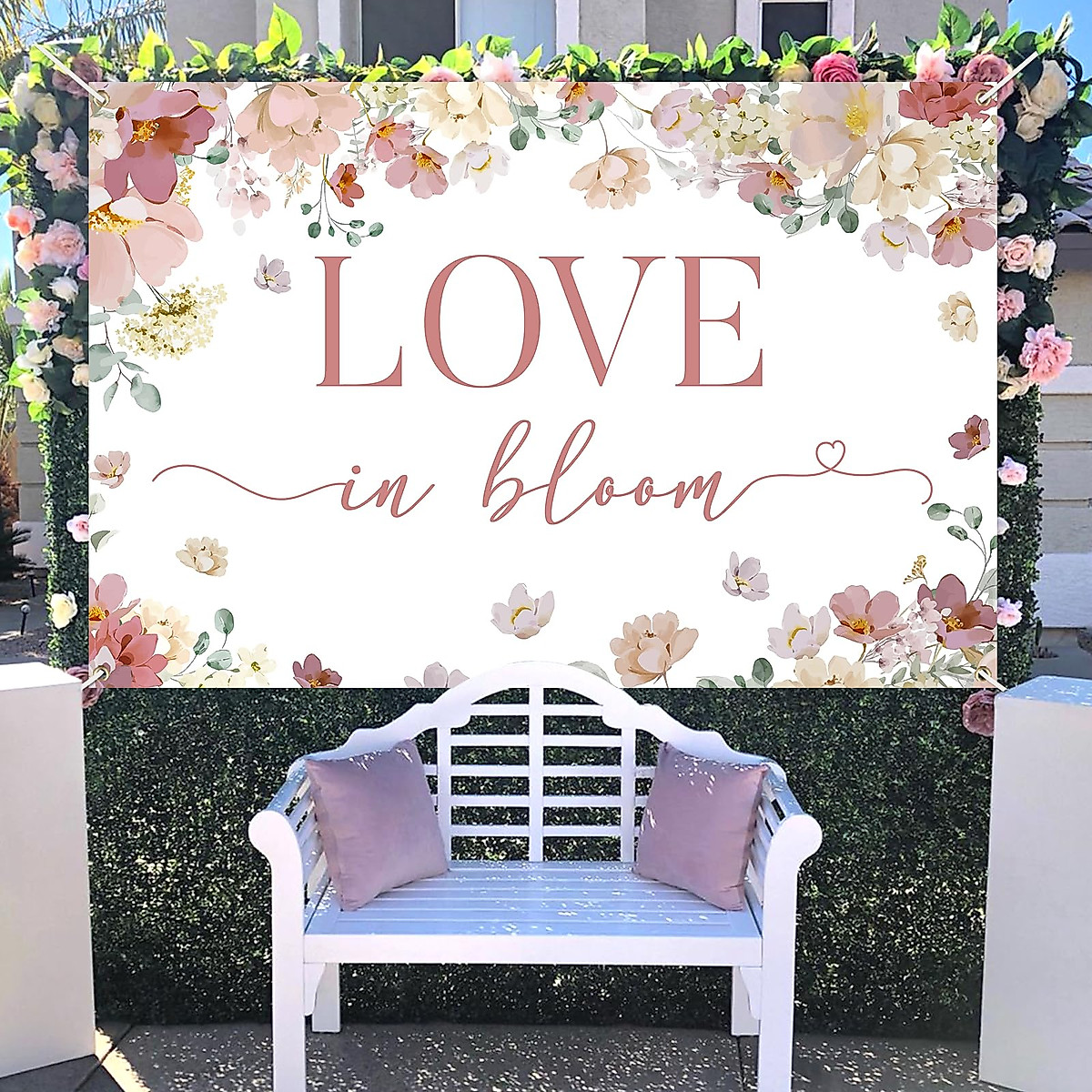Kreatwow Love in Bloom Bridal Shower Decorations Backdrop Rose Gold Bridal Shower Backdrop Rose Gold Bachelorette Decors Boho Flower Floral Rose Gold Engagement Wedding Bachelorette Party Decorations