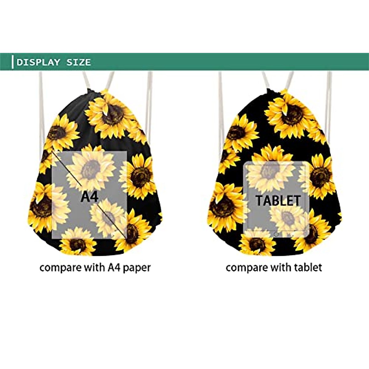 INSTANTARTS Drawstring Backpacks Yellow School Bus Print String Training Gymsack Lightweight Portable School Shoulder Bookbag Back to School