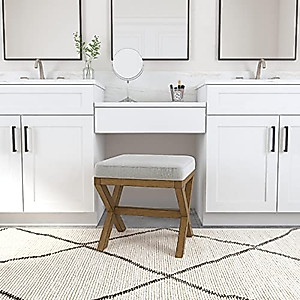 Hillsdale Somerset Backless Wood Vanity Stool for Makeup Room or Bathroom, Dark Driftwood