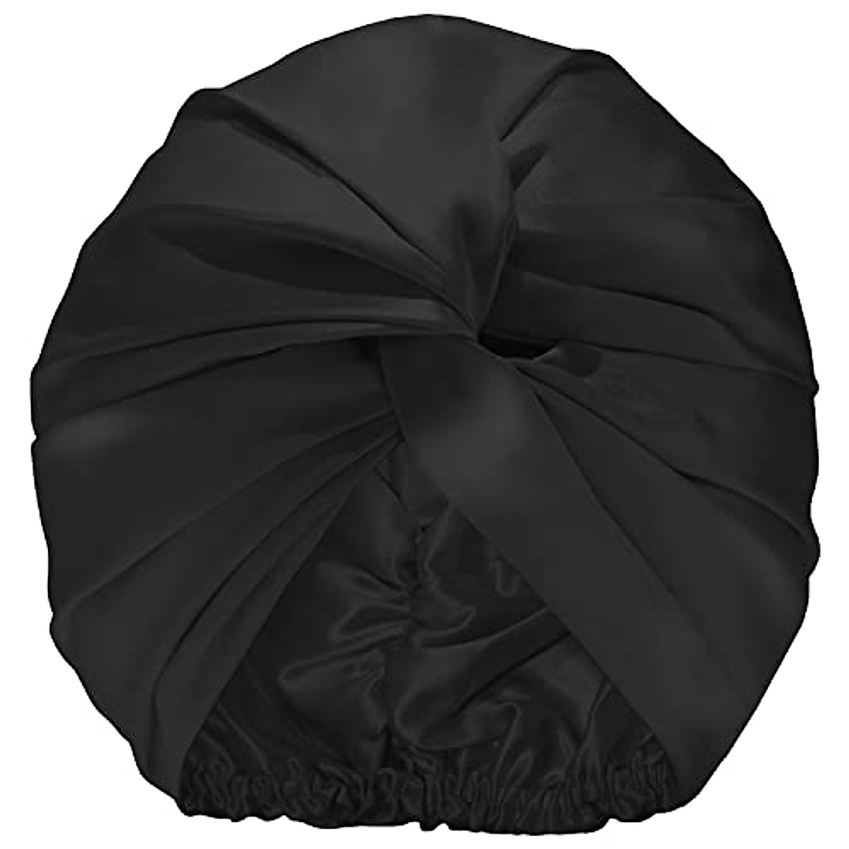 SLIP Silk Turban, Black, One Size (21”- 28”) - Double-Lined Pure Mulberry Silk 22 Momme Hair Turban - Hair-Friendly, Lightweight and Multipurpose Head Wrap + Sleeping Cap for Curly + Thick Hair Types