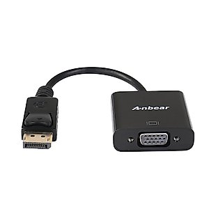 Anbear Display Port to VGA, Displayport to VGA Converter Gold Plated (Male to Female) for DisplayPort Enabled Desktops and Laptops to VGA Converter Connect Displays