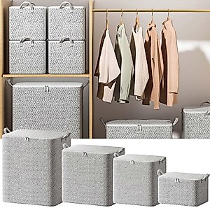 Large Blanket Storage Containers, Collapsible Storage Bins with Lids, Zip Storage Cube Bins with Handles Storage Cubes for Clothes Books (A, one size)