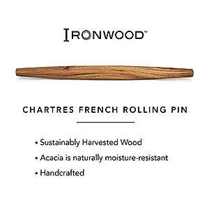 Ironwood Gourmet Acacia Wood French Rolling Pin, 20-inches, Brown