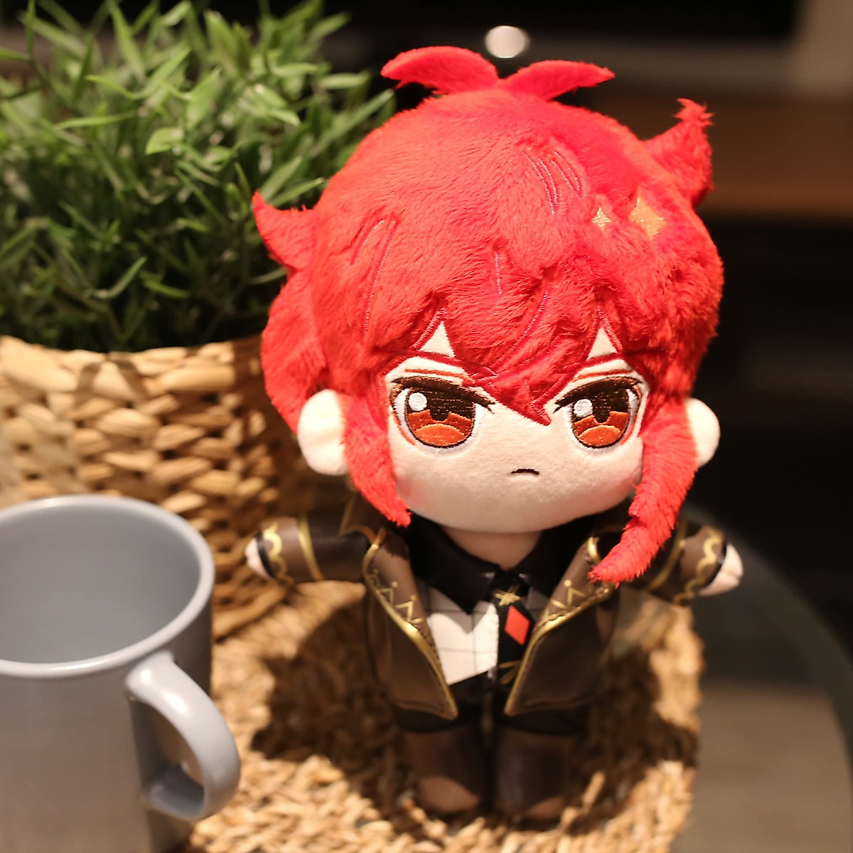 uoozii 23cm/9inch Poseable Genshin Impact Xiao Plush Figure Hu Tao Klee Zhongli Venti Kazuha Cosplay Plushie Doll with Changeable Doll Clothes Collectable Gift (Xiao, Poseable)