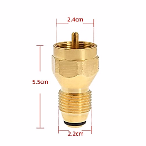 Chinshwehaw Propane Refill Adapter Lp Gas Cylinder Tank Coupler Heater Camping Hunt Fill 1lb Propane Tank from 20lb Propane Air Tank QCC1 Adapter POL Inflation Connector Tank Easy to Use, Solid Brass