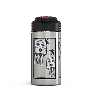 Zak Designs Minecraft - Stainless Steel Water Bottle with One Hand Operation Action Lid and Built-in Carrying Loop, with Straw Spout is Perfect for Kids (15.5 oz, 18/8, BPA-Free)