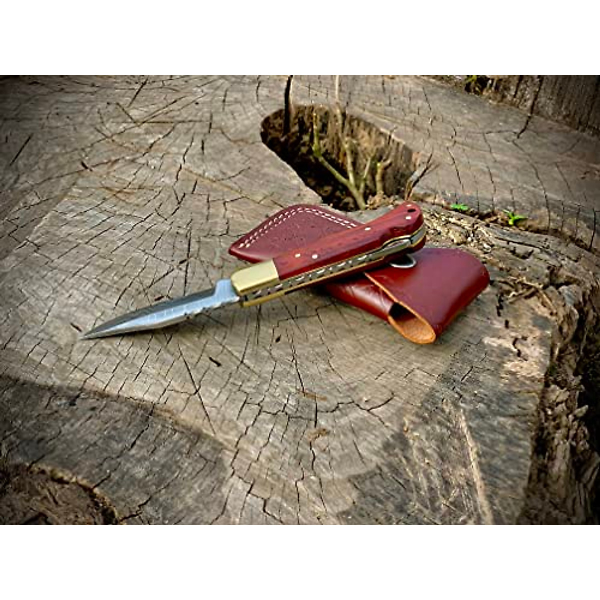 Element Metal Works Folding Knife with VG10 Stainless Steel, Tactical Knife for Camping Hunting Hiking, back Lock + brass Clip, Rid Wenge Wooden Handle, Father's Day Gifts for Men Husband Dad