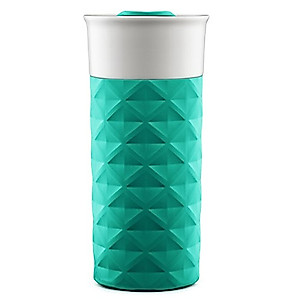 Ello Ogden Ceramic Travel Mug with Splash-Resistant Slider Lid and Protective Silicone Boot, Perfect for Coffee or Tea, BPA Free, Dishwasher Safe, Teal, 16 oz