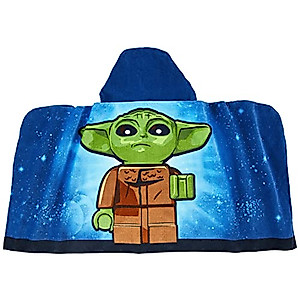 Franco Lego Star Wars The Child Mandalorian Kids Bath/Pool/Beach Soft Cotton Terry Hooded Towel Wrap, 24 in x 50 in (Official Lego Product)
