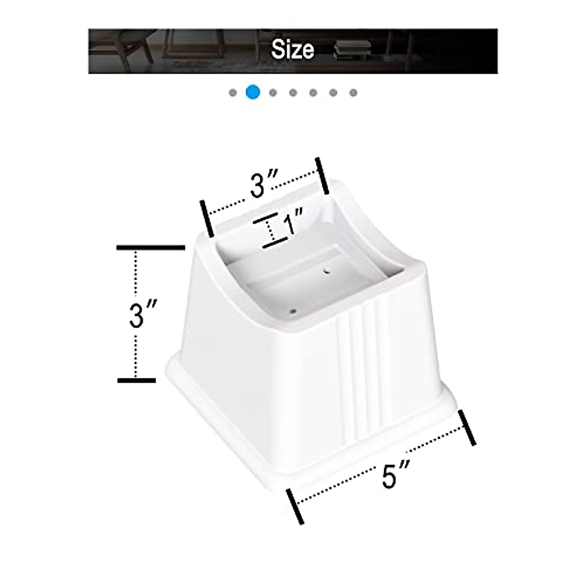 ZTON Bed Furniture Risers Elevation in Height 3" Heavy Duty Risers for Both Posts and Wheels of Furniture Sofa Bed Couch Chair Table,Support up to 2000 lbs.(4 Pack,White)¡­