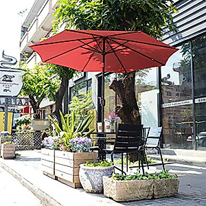 Villacera 9-Foot Patio Umbrella - Easy Crank Outdoor Table Umbrella with Steel Ribs and Aluminum Pole for Deck, Porch, Backyard, or Pool (Red)