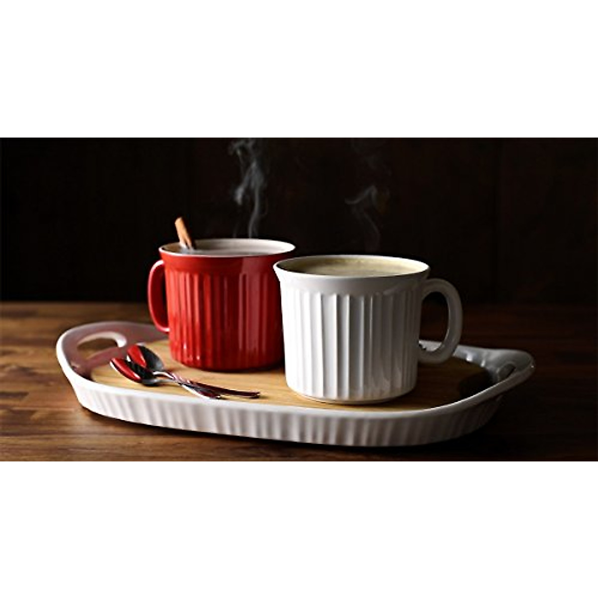 Corningware French White Pop-Ins 20-Ounce Mug with Blue Vented Plastic Cover, White