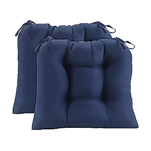 Arlee Home Fashions – Fiber Filled Premium Chair Pads - Chair Pads with Tiebacks –14” L X 15” W – Navy - Set of 2