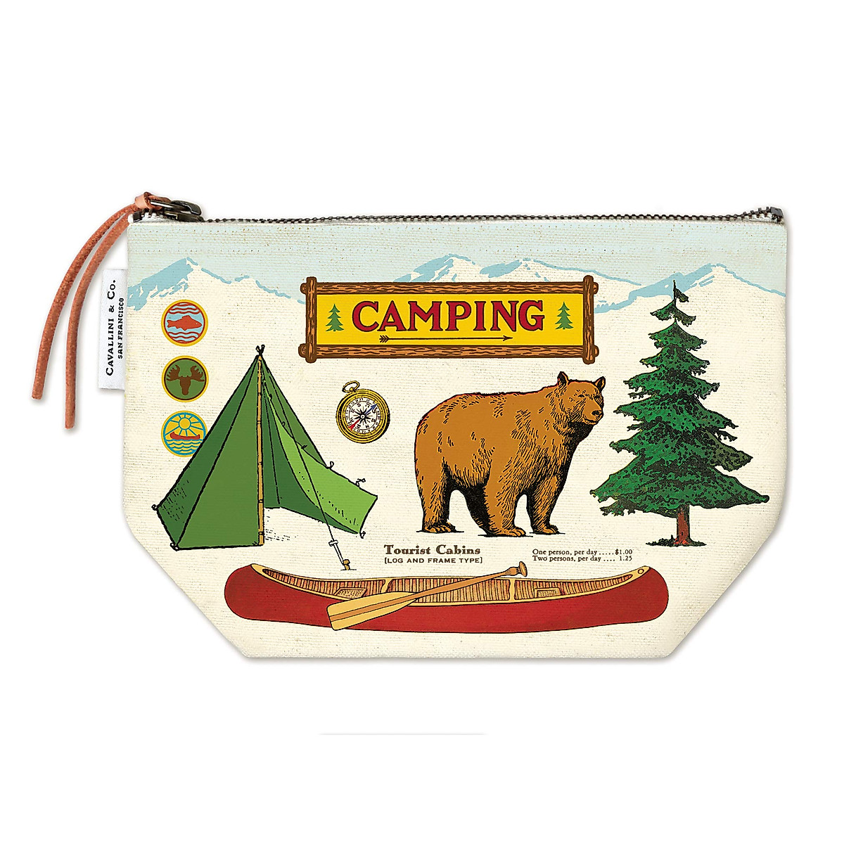 Cavallini Papers & Co. Camping Vintage Style Pouch